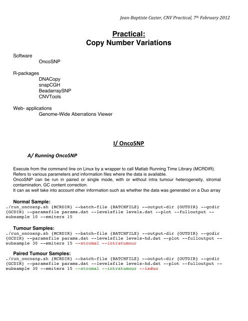 Practical: Copy Number Variations