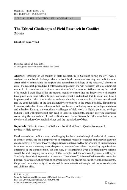 The Ethical Challenges of Field Research in Conflict Zones - PRIO