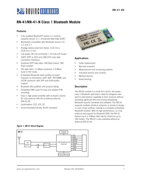 Rn 41rn 41 N Class 1 Bluetooth Module