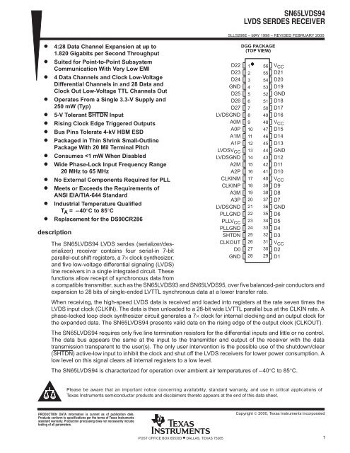 LVDS Serdes Receiver