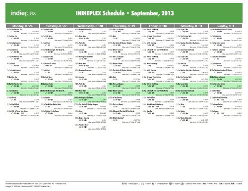 INDIEPLEX Schedule - September, 2013 - Starz