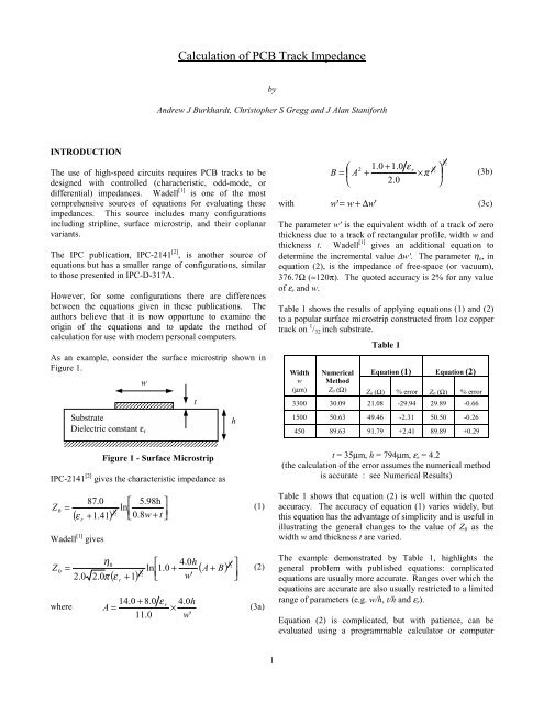 Calculation of PCB Track Impedance - Polar Instruments