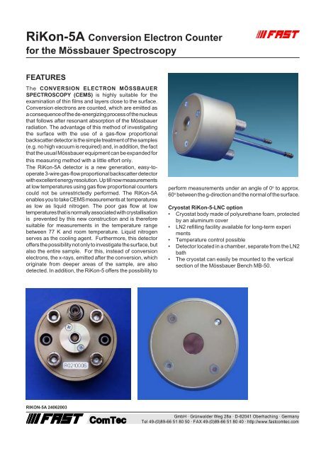Rikon-5a Conversion Electron Counter for the ... - FAST Comtec