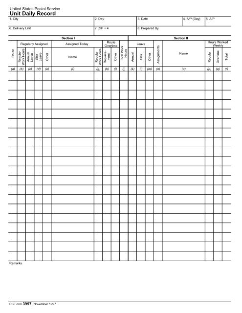 PS Form 3997 - branch 38