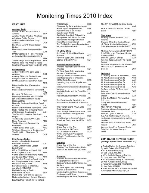 2010 - Monitoring Times 2000 INDEX