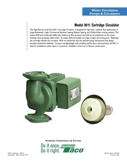 Model 0011 Cartridge Circulator - Taco-Hvac