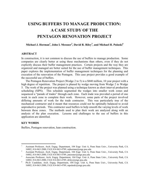 using buffers to manage production - Lean Construction