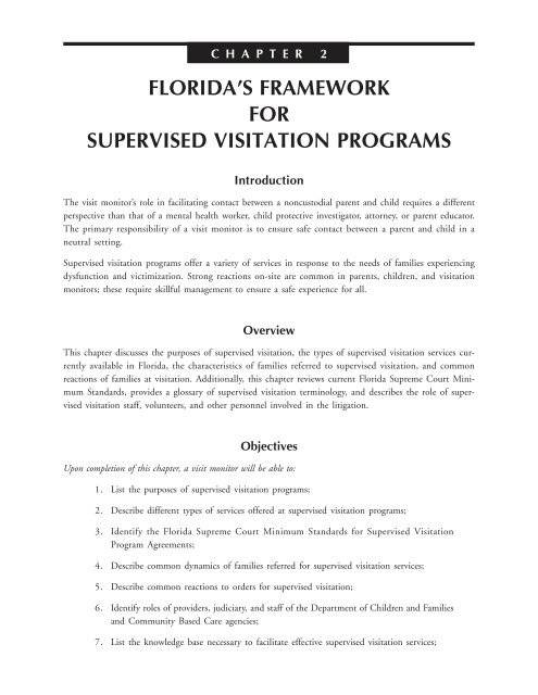 florida's framework for supervised visitation programs
