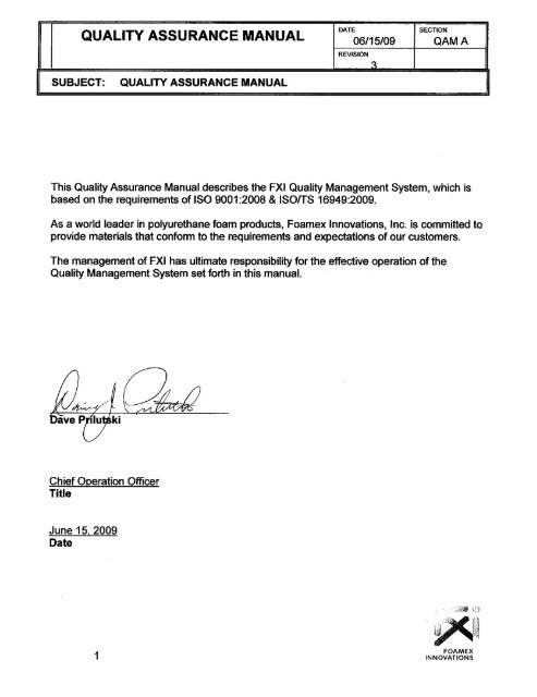 quality assurance manual - FXI