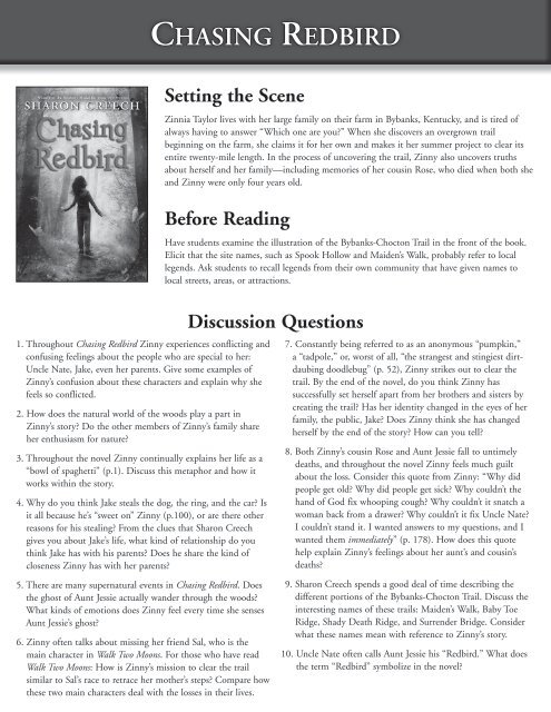 CHASING REDBIRD - Sharon Creech