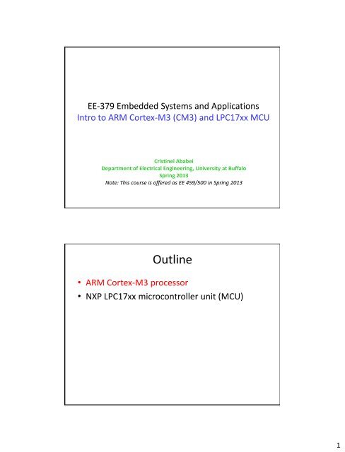 Intro to ARM Cortex-M3 processor and LPC1768 ... - Cristinel Ababei Intro to ARM Cortex-M3 processor and LPC1768 ... - Cristinel Ababei