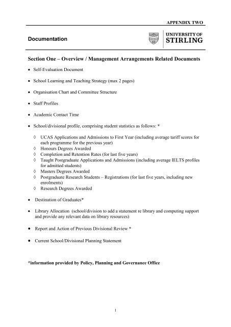 Appendix 2 - List of Required Documentation