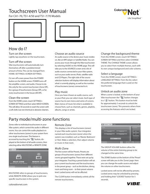 Touchscreen User Manual - ColoradoVNet