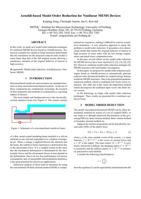 Arnoldi Based Model Order Reduction For Nonlinear Mems Devices