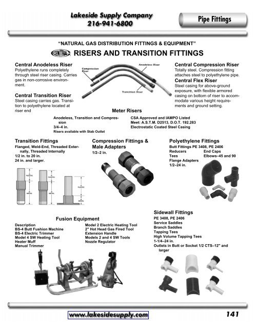 141 Pipe Fittings RISERS AND TRANSITION FITTINGS - Lakeside ...
