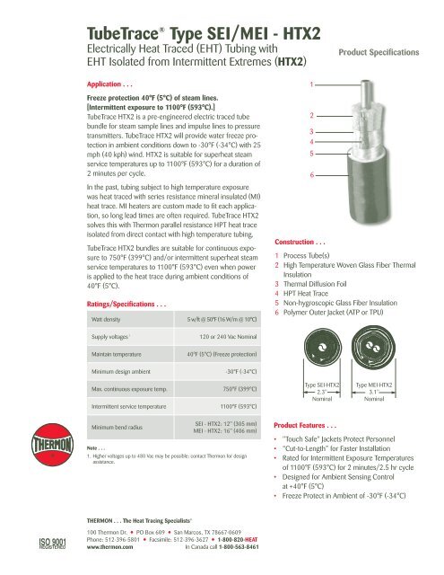 TubeTrace® Type SEI/MEI - HTX2 - Thermon Manufacturing Company