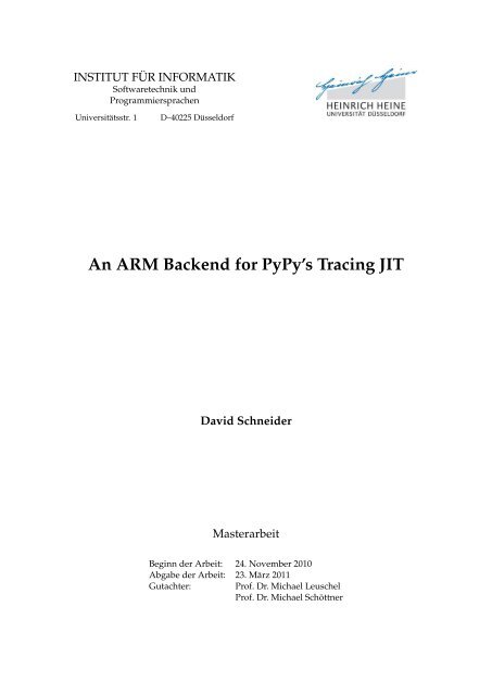 An Arm Backend For Pypyls Tracing Jit Stups Group