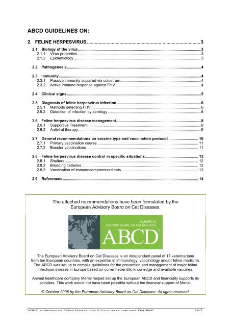 abcd guidelines on - The European Advisory Board on Cat Diseases