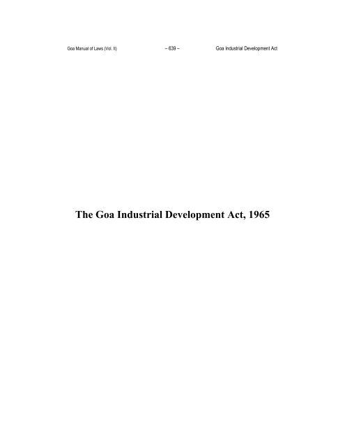 The Goa Industrial Development Act, 1965 - Goaprintingpress.gov.in