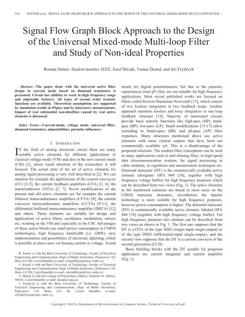 Signal Flow Graph Block Approach to the Design of the Universal ...