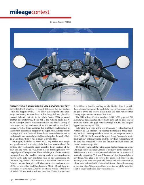 Mileage Contest - BMW Motorcycle Owners of America