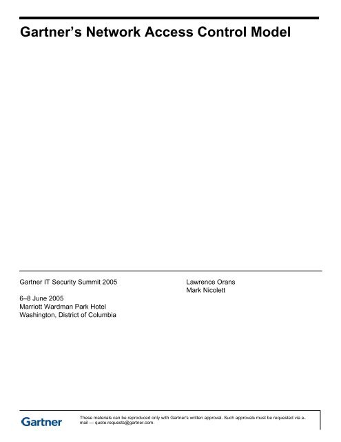 Gartner's Network Access Control Model