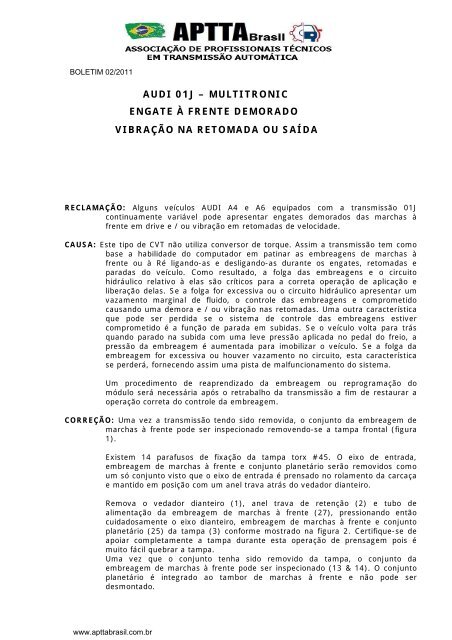 audi 01j – multitronic engate à frente demorado vibração - Aptta Brasil