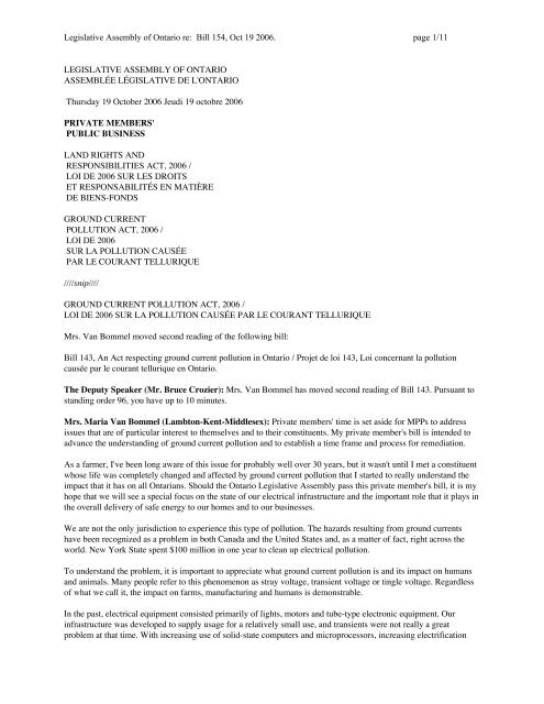 Bill 143 - Dr. Magda Havas, PhD
