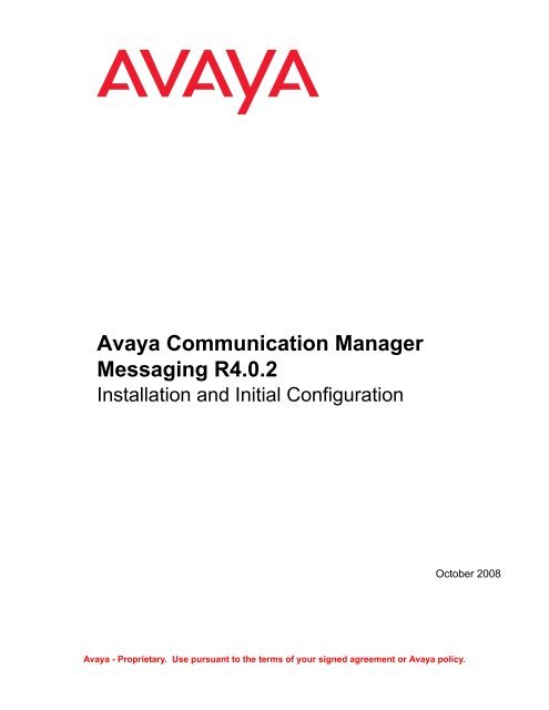Avaya Communication Manager Messaging R4.0.2 - Avaya Support