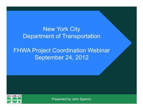 New York City Department of Transportation ... - FHWA Operations