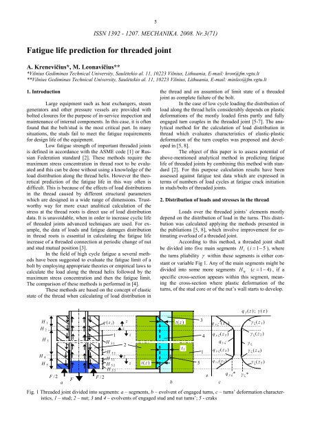 Fatigue Life Prediction for Threaded Joint in Tension
