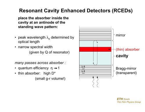 Resonant Cavity Enhanced Detectors (RCEDs) - Thin Film Physics ...