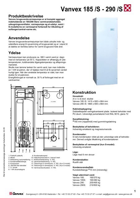 Datablad Vanvex 185 og 290 ÃƒÂ¥r2004 (81 KB) - Genvex