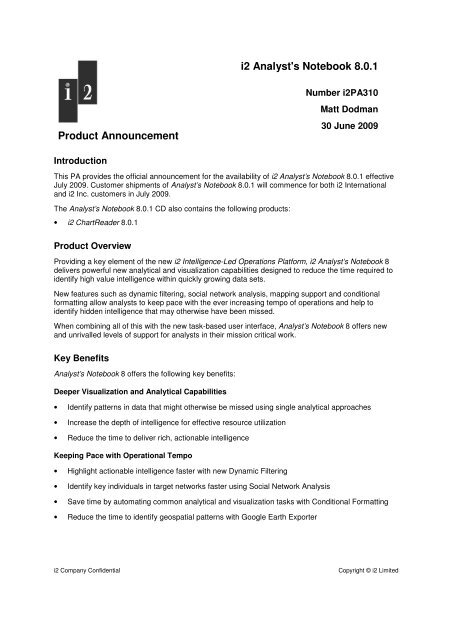 I2 Analyst's Notebook 8.0 - ISS Africa -Investigation Software Solutions