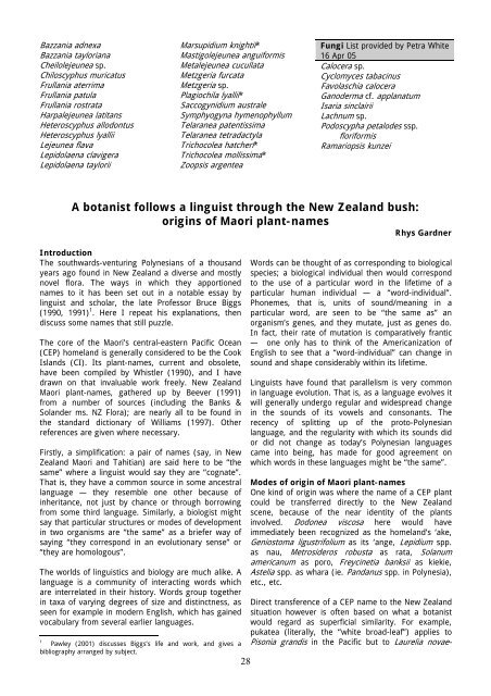 Iii. Alphabetical List Of Maori Names Of Plants – BXEQRA