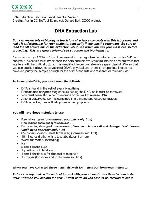 DNA Extraction Lab - SDSC Education