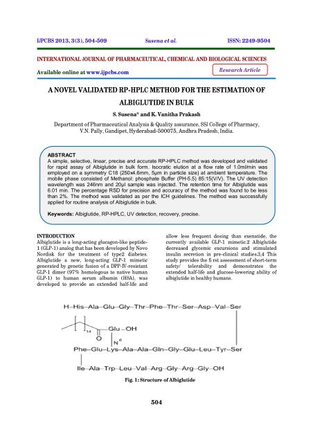a novel validated rp-hplc method for the estimation of ... - ijpcbs