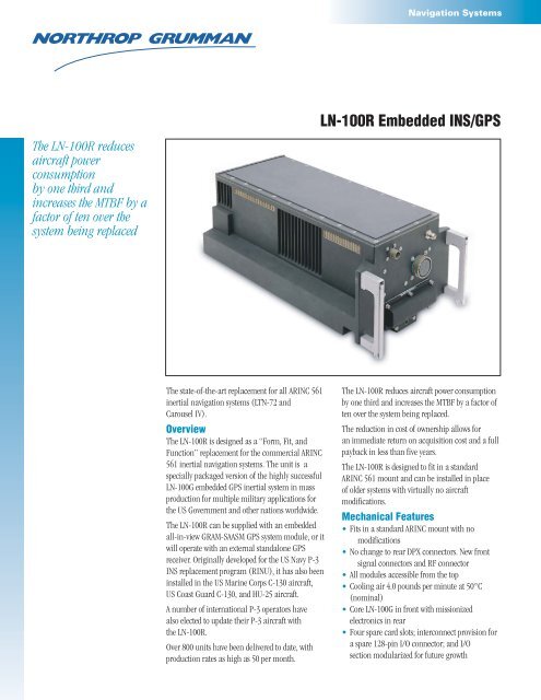 LN-100R Embedded INS/GPS - Northrop Grumman Corporation