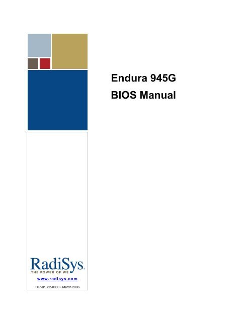 Endura 945G BIOS Manual - Radisys