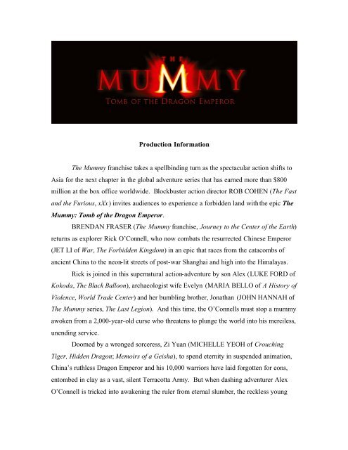 Production Notes - SYE Publicity