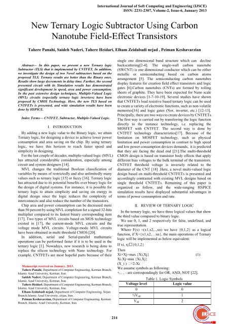 New Ternary Logic Subtractor Using Carbon Nanotube Field-Effect ...