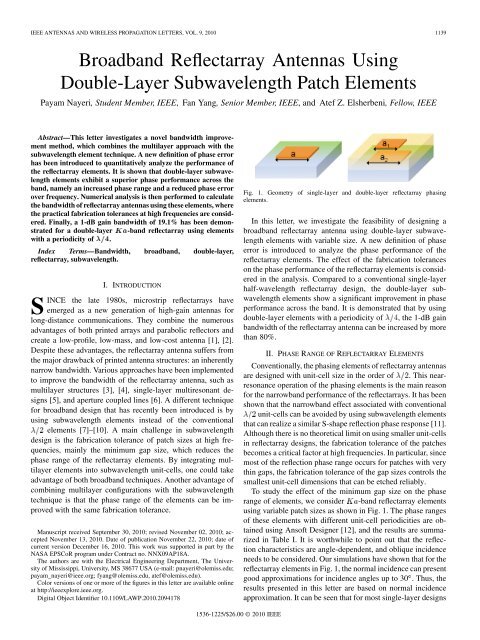 Broadband reflectarray antennas using double-layer ... - IEEE Xplore