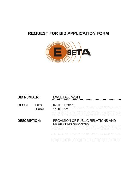 request for bid application form - ESETA