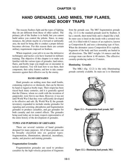 hand grenades, land mines, trip flares, and booby traps - Compass