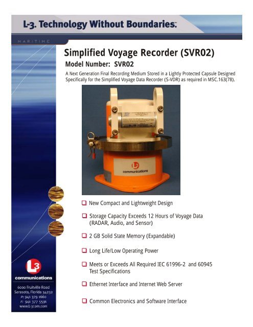 Simplified Voyage Recorder (SVR02) - L-3 Aviation Recorders