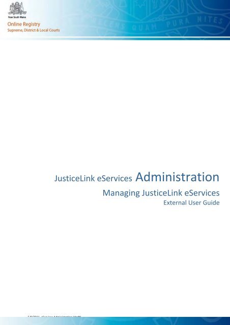 JusticeLink eServices Administration Managing ... - Lawlink NSW
