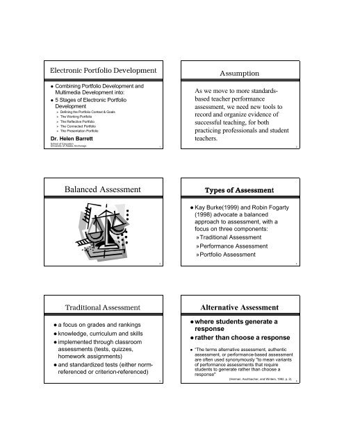 Balanced Assessment - Dr. Helen Barrett's Electronic Portfolios