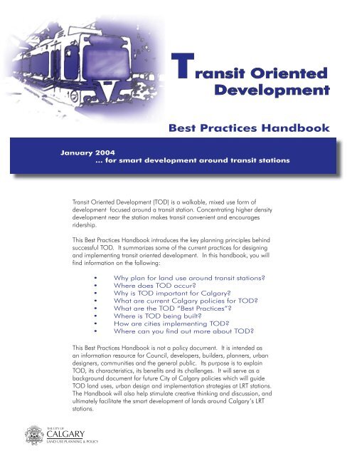 Transit Oriented Development, Best Practices Handbook