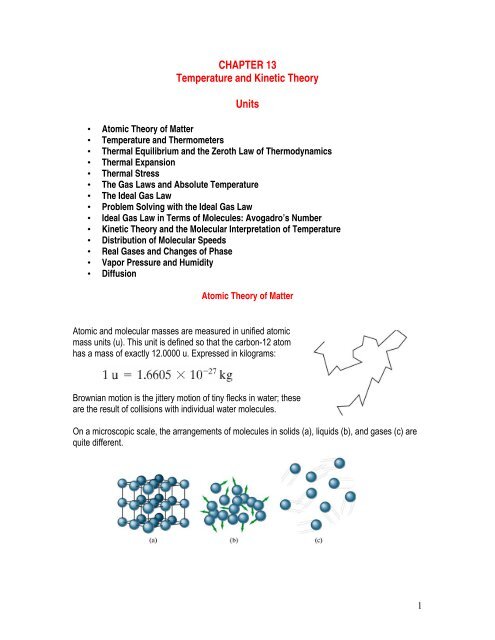 Temperature and Kinetic Theory - Physics-matters.net
