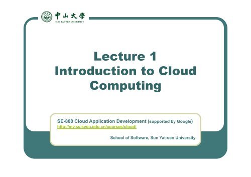 Lecture 1 Introduction to Cloud Computing